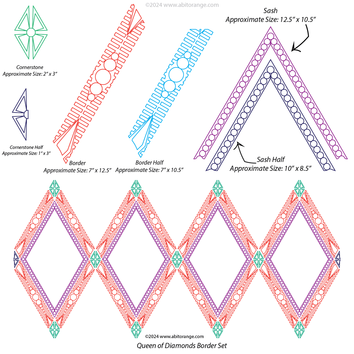 Queen of Diamond Border/sashing Set — A Bit Orange