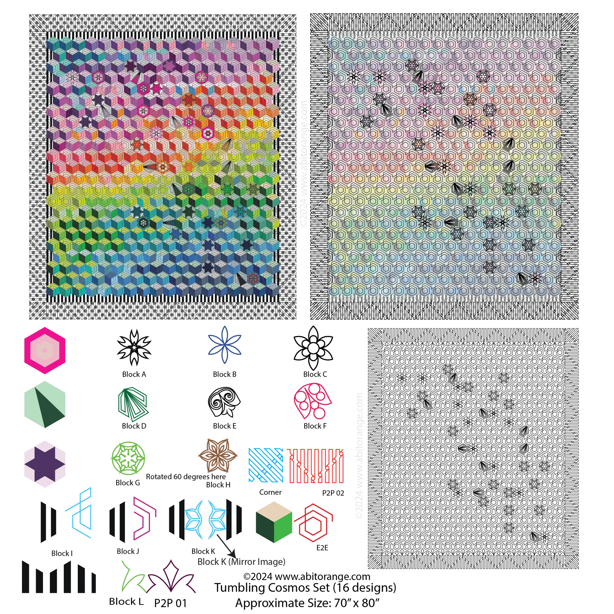 Tumbling Cosmos - digital quilting designs/patterns for longarm ...