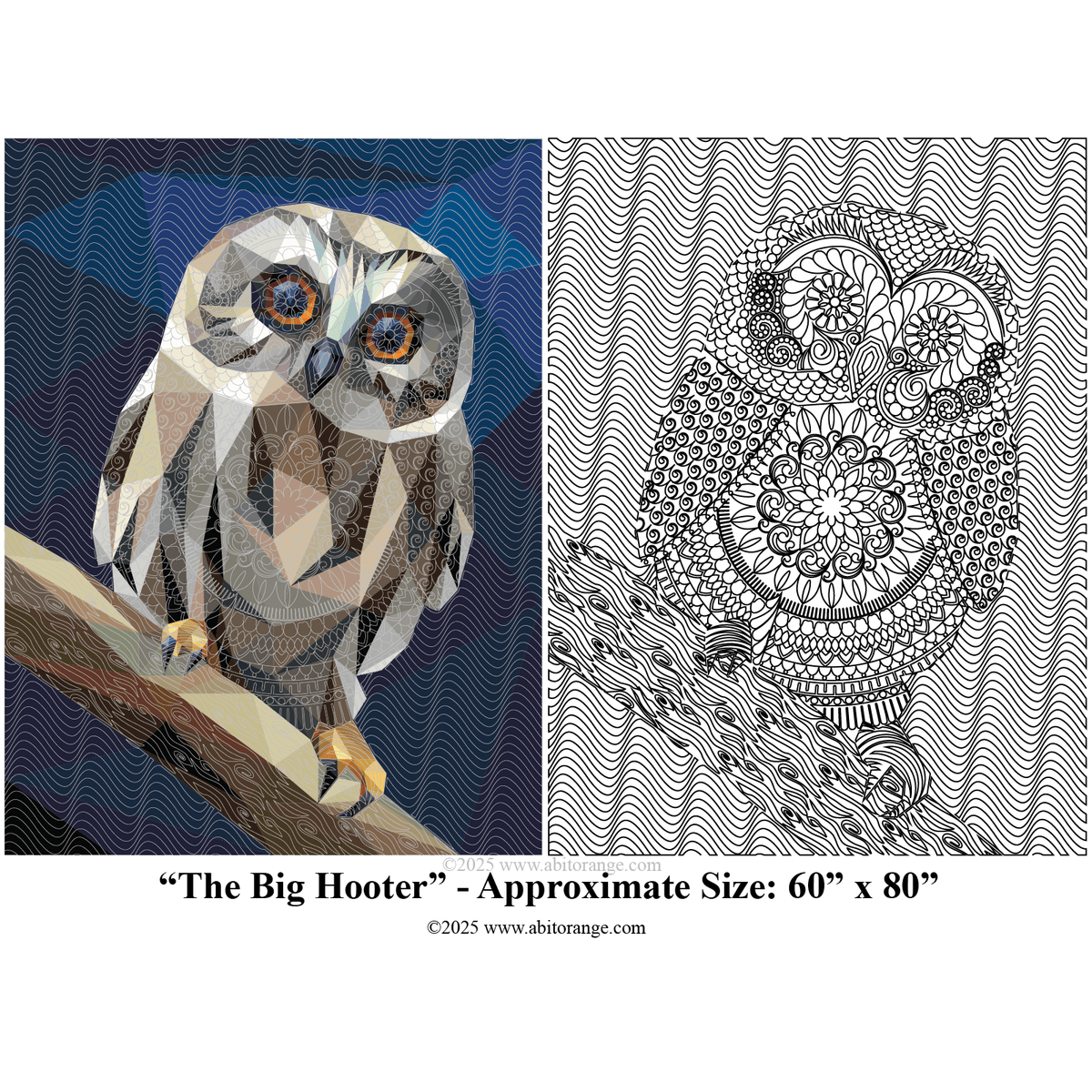Big Hooter by Legit Kits Longarm digital quilting design — A Bit Orange