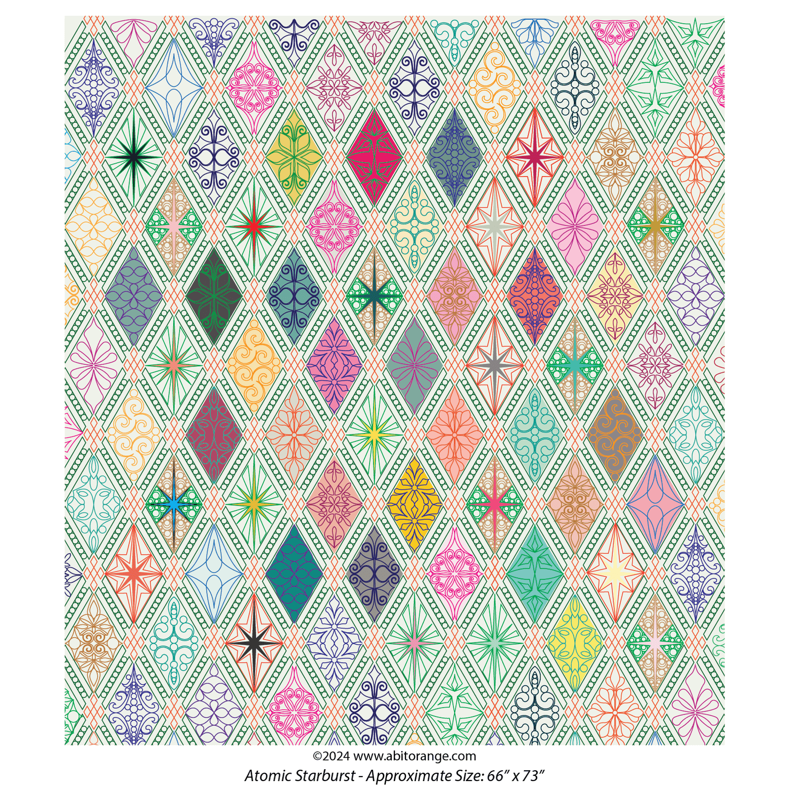 Atomic Starburst Computerized quilting pattern/designs for longarm machines — A Bit Orange