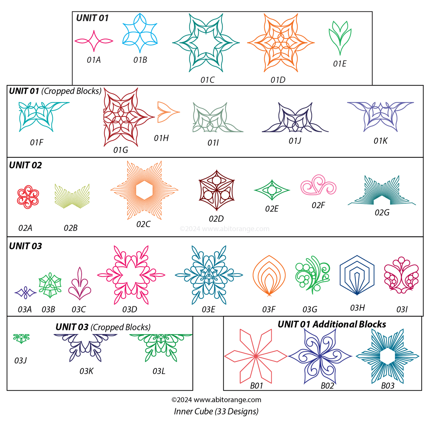 Inner Cube by Sew Jodi Longarm quilting Designs set — A Bit Orange