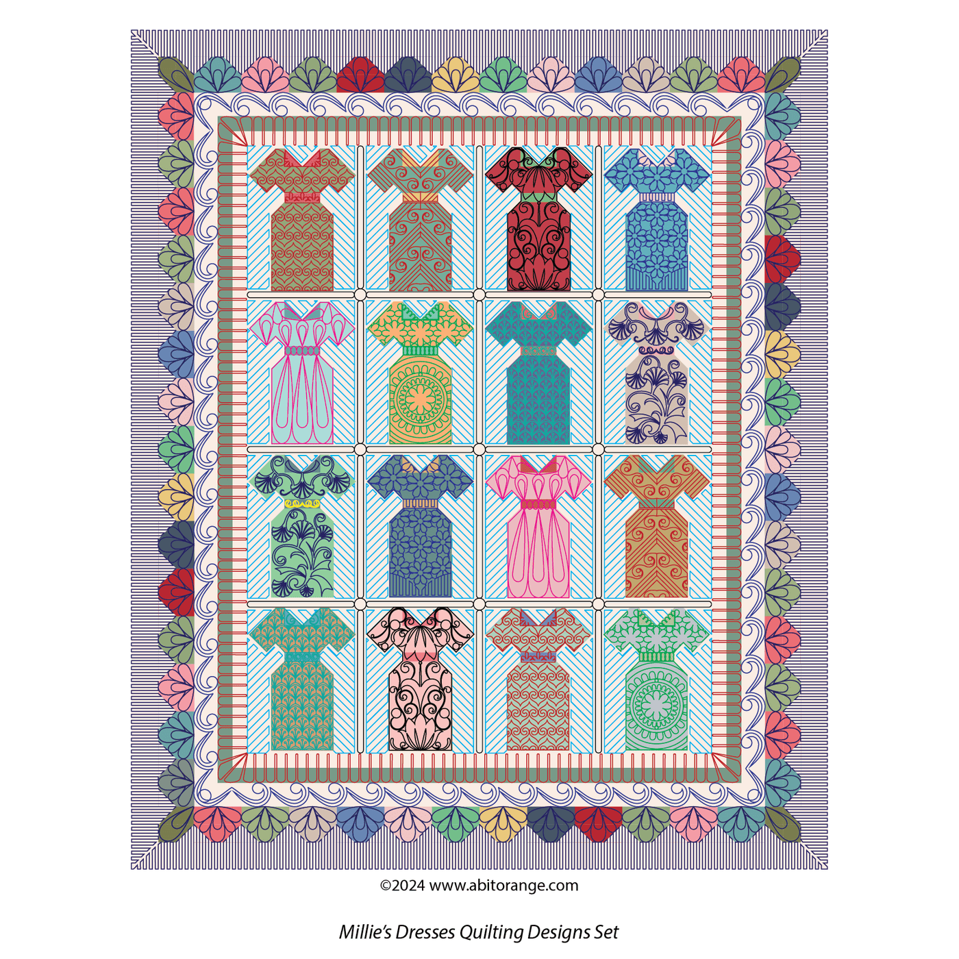 Millie's Dresses Quilt digital designs for longarm computerized machine ...