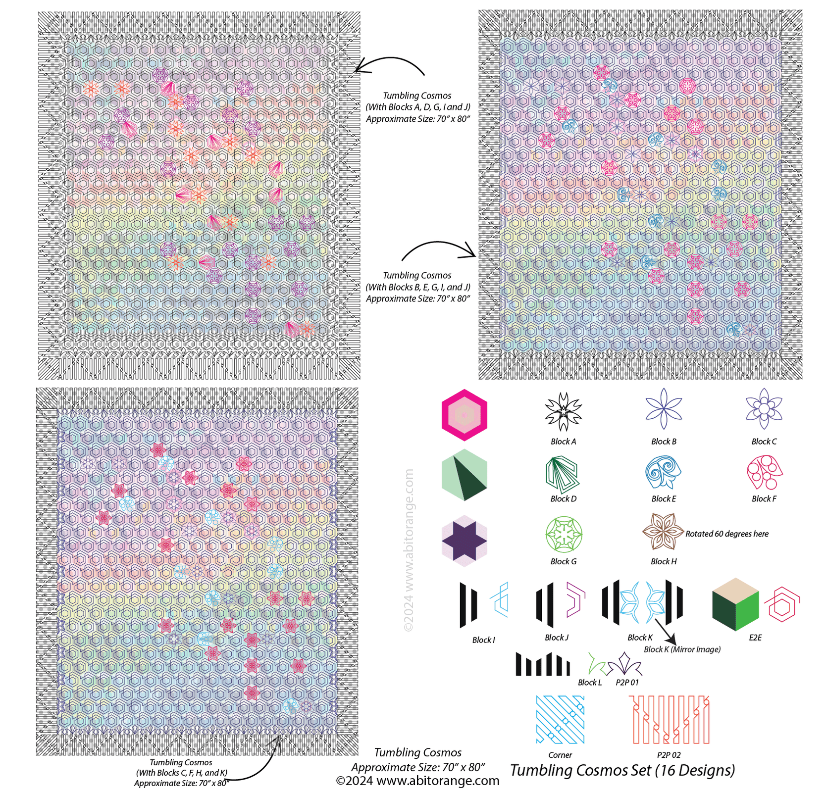 Tumbling Cosmos - digital quilting designs/patterns for longarm ...