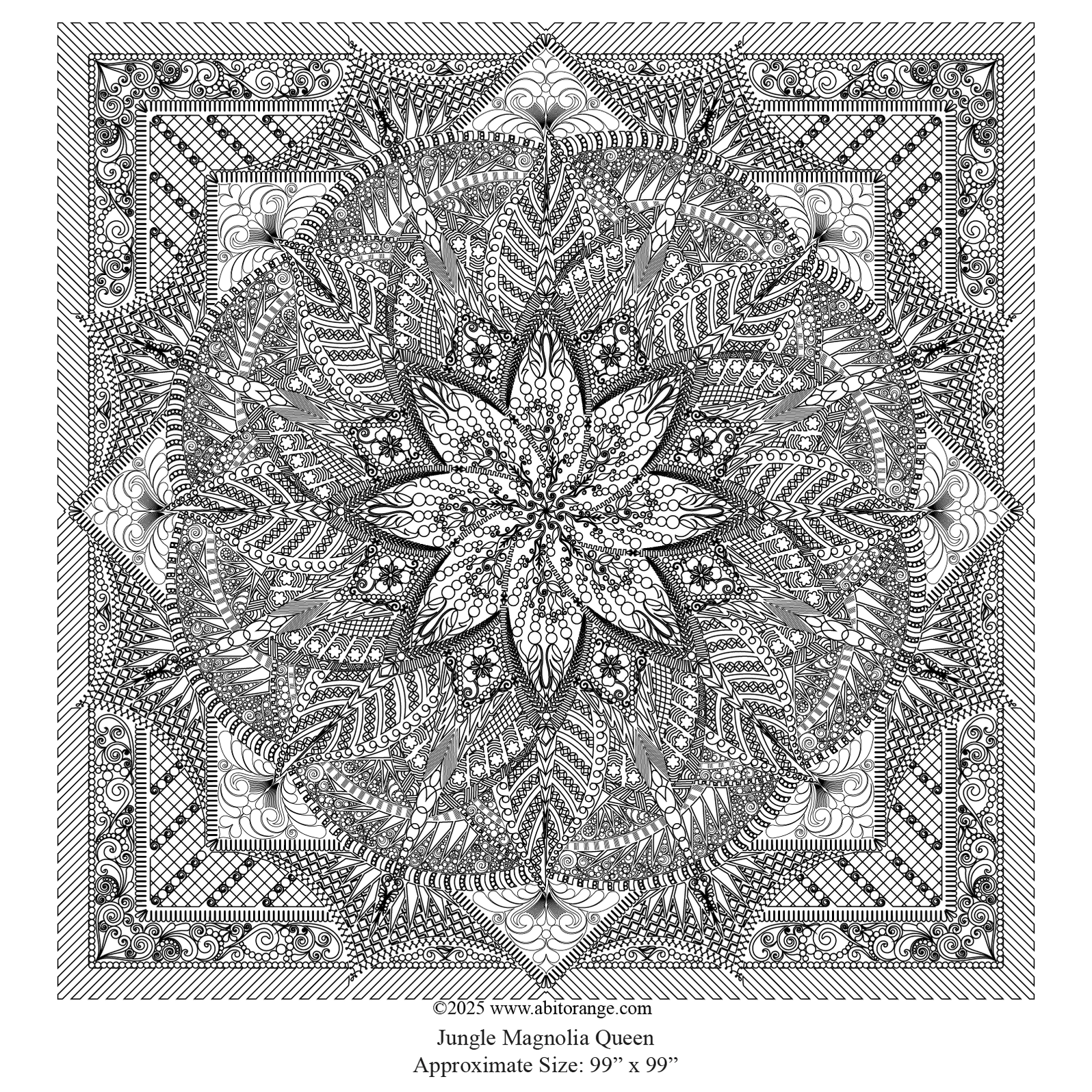 Jungle Magnolia King (118") digital quilting designs ser for longarm ...