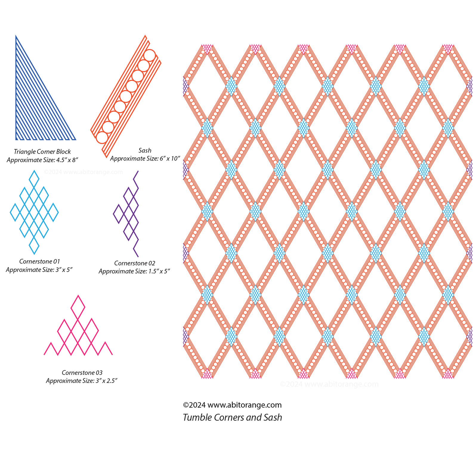 Tumble Quilt Corner & Sashes Set for longarm machine quilting — A Bit ...