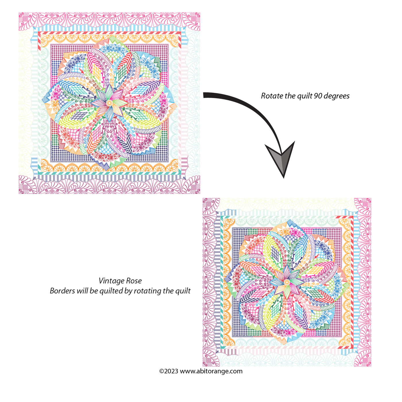 Vintage Rose B -Longarm computerized quilting designs for quiltworx ...