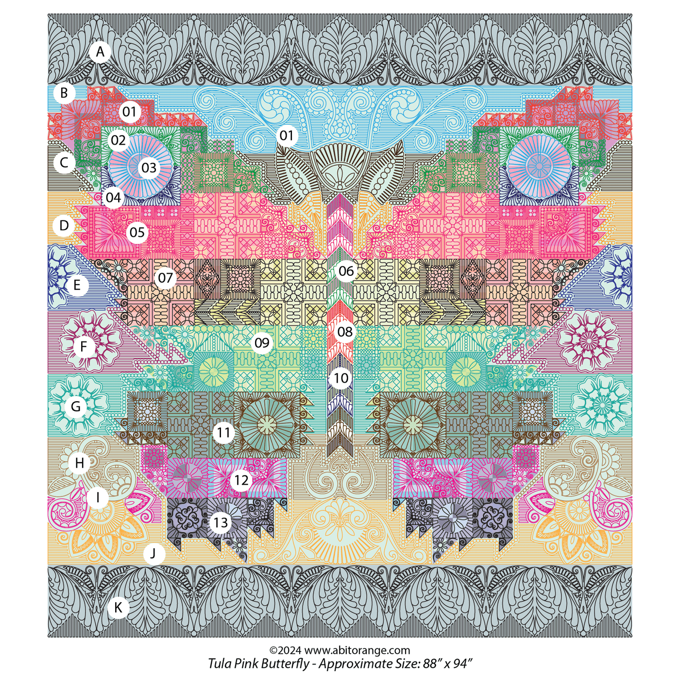 Tula Pink Butterfly Quilt - Digital quilting designs/patterns for ...