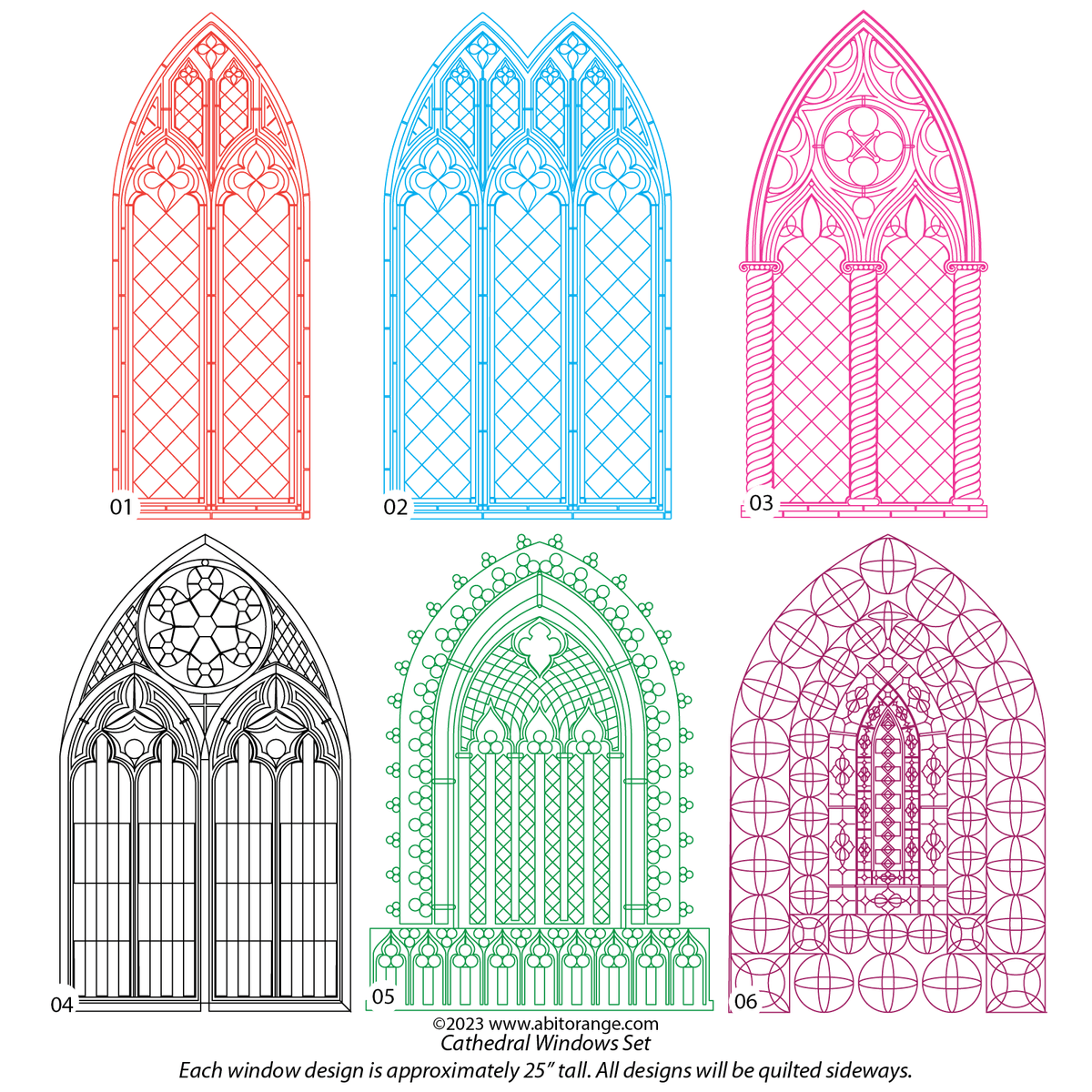 Cathedral Windows Designs/Patterns for Longarm machine quilting — A Bit ...