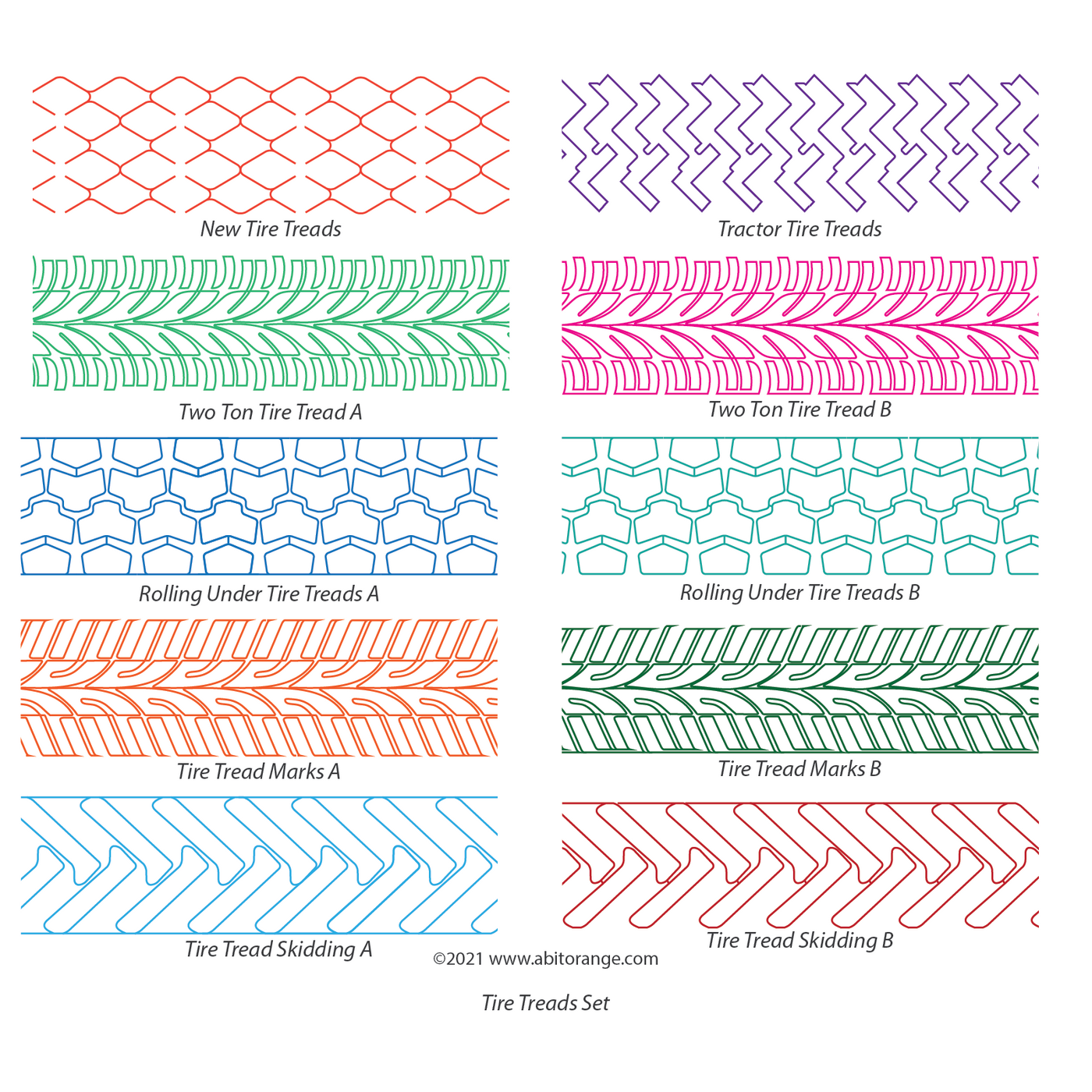 Tire Treads SET (10 Designs) — A Bit Orange