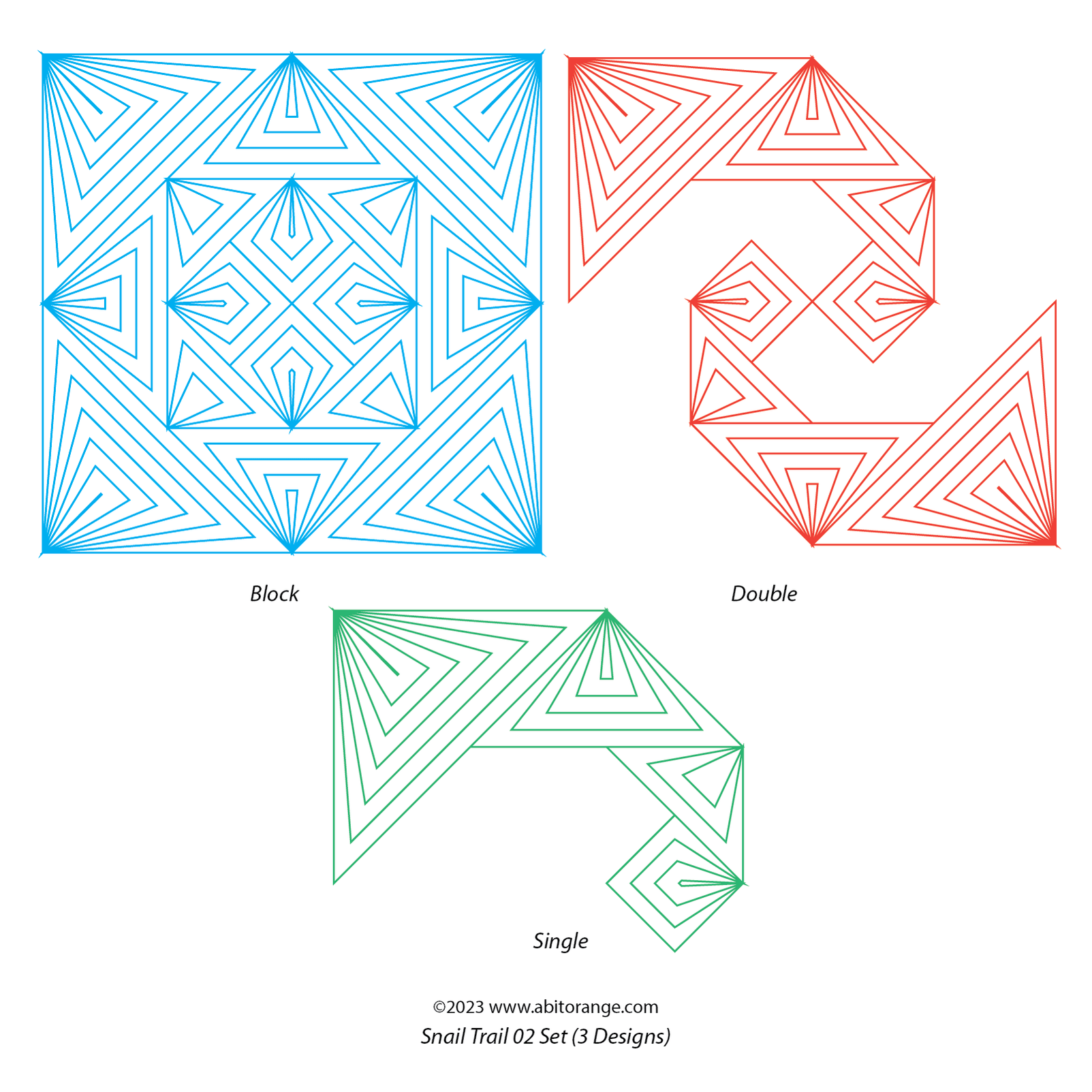 Snail Trail Block Quilt - Digital design for longarm machine quilting ...