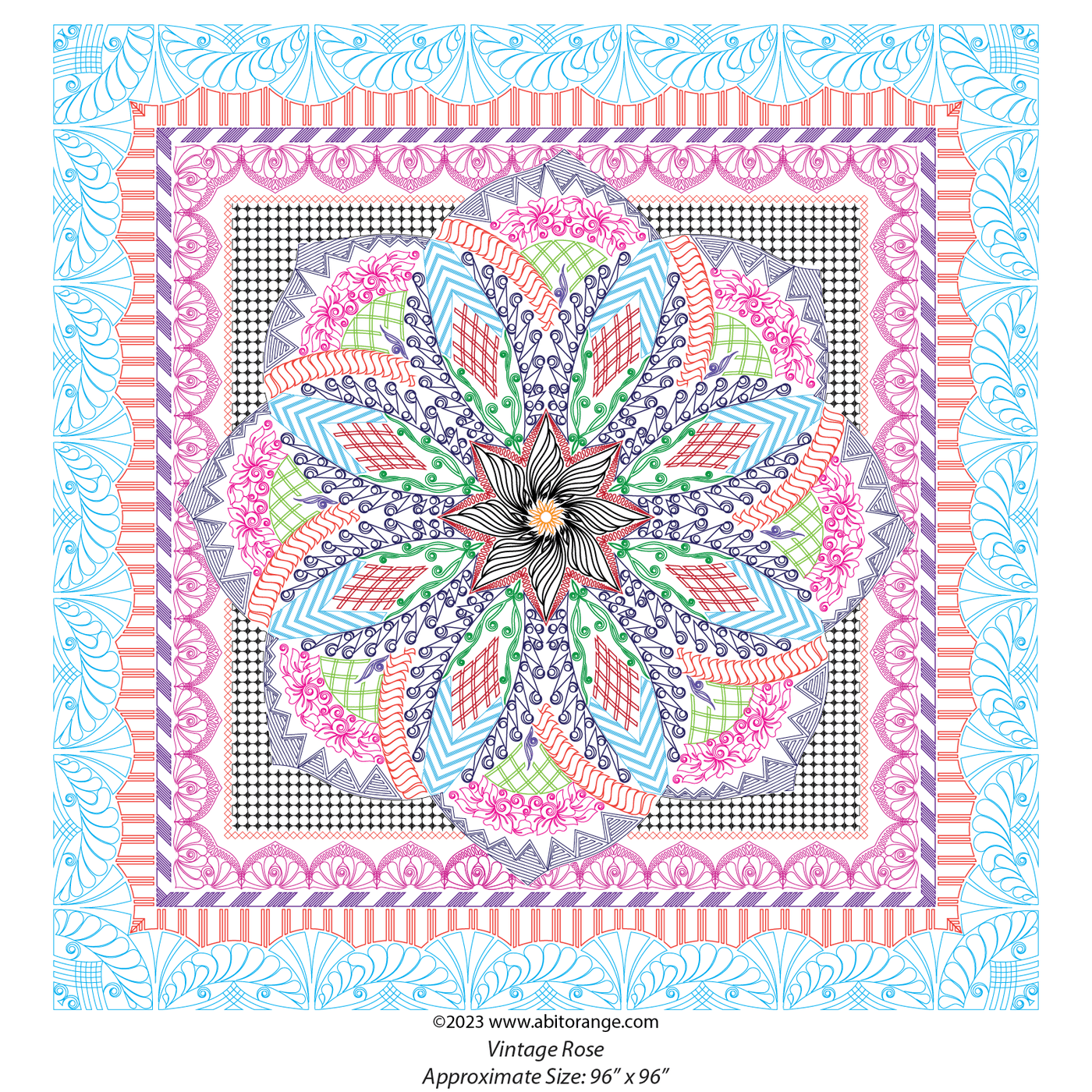 Vintage Rose B -Longarm computerized quilting designs for quiltworx ...