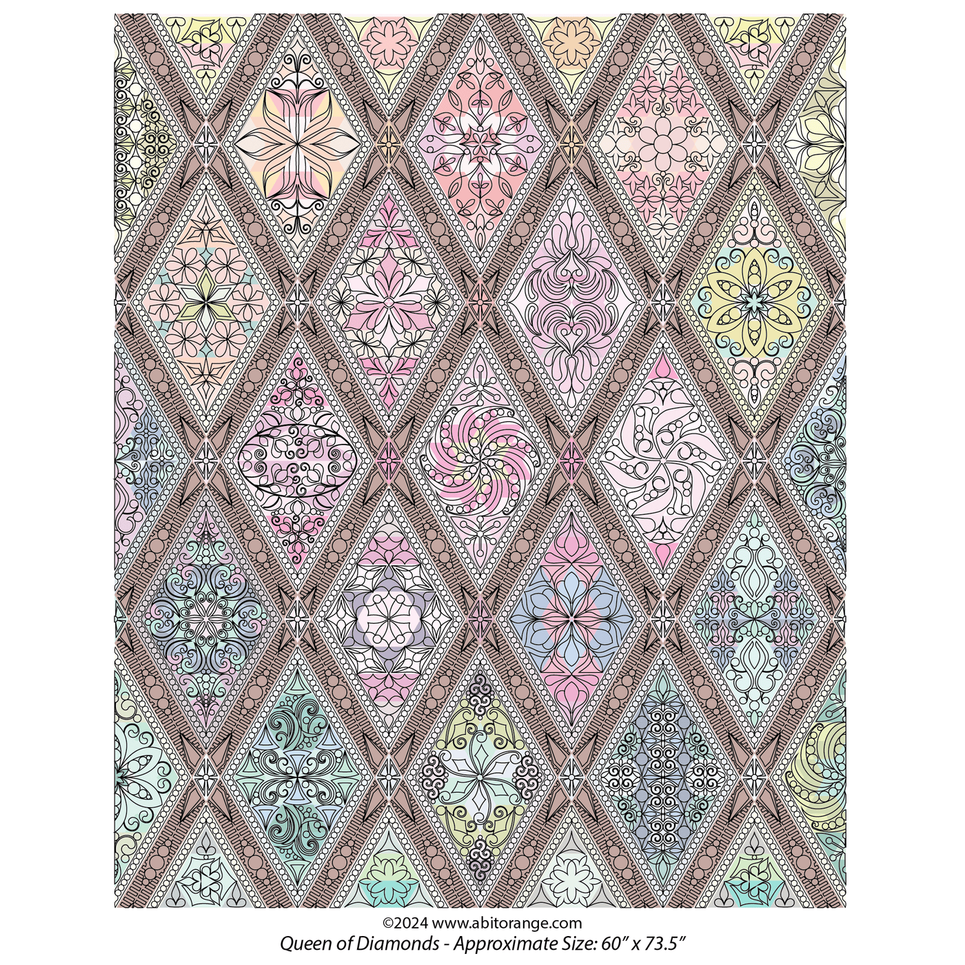 Queen of Diamonds digital quilting pattern for longarm computerized ...