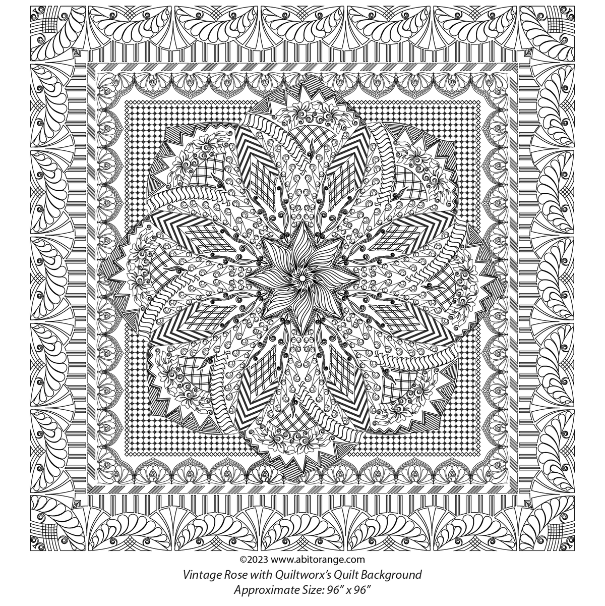 Vintage Rose B -Longarm computerized quilting designs for quiltworx ...