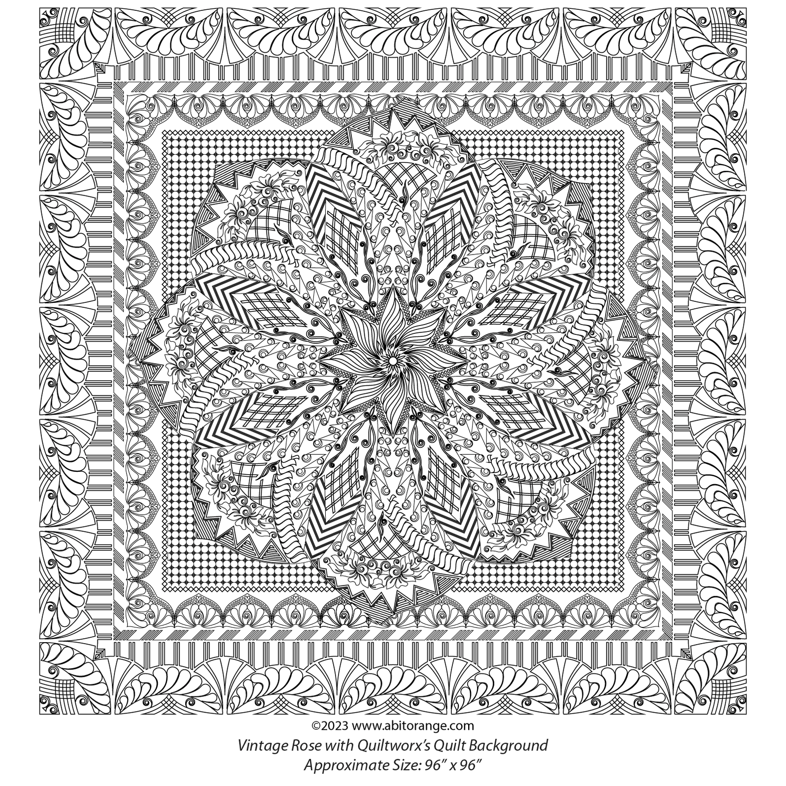 Vintage Rose B -Longarm computerized quilting designs for quiltworx ...