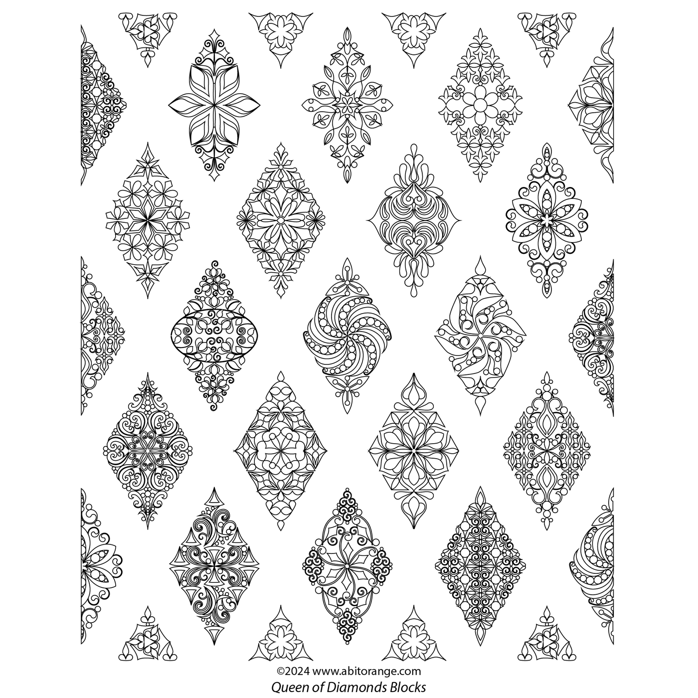 Queen of Diamonds digital quilting pattern for longarm computerized ...