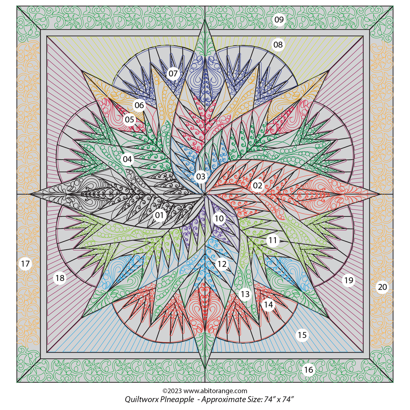 Quiltworx Pineapple Digital Quilting designs for longarm computerized ...