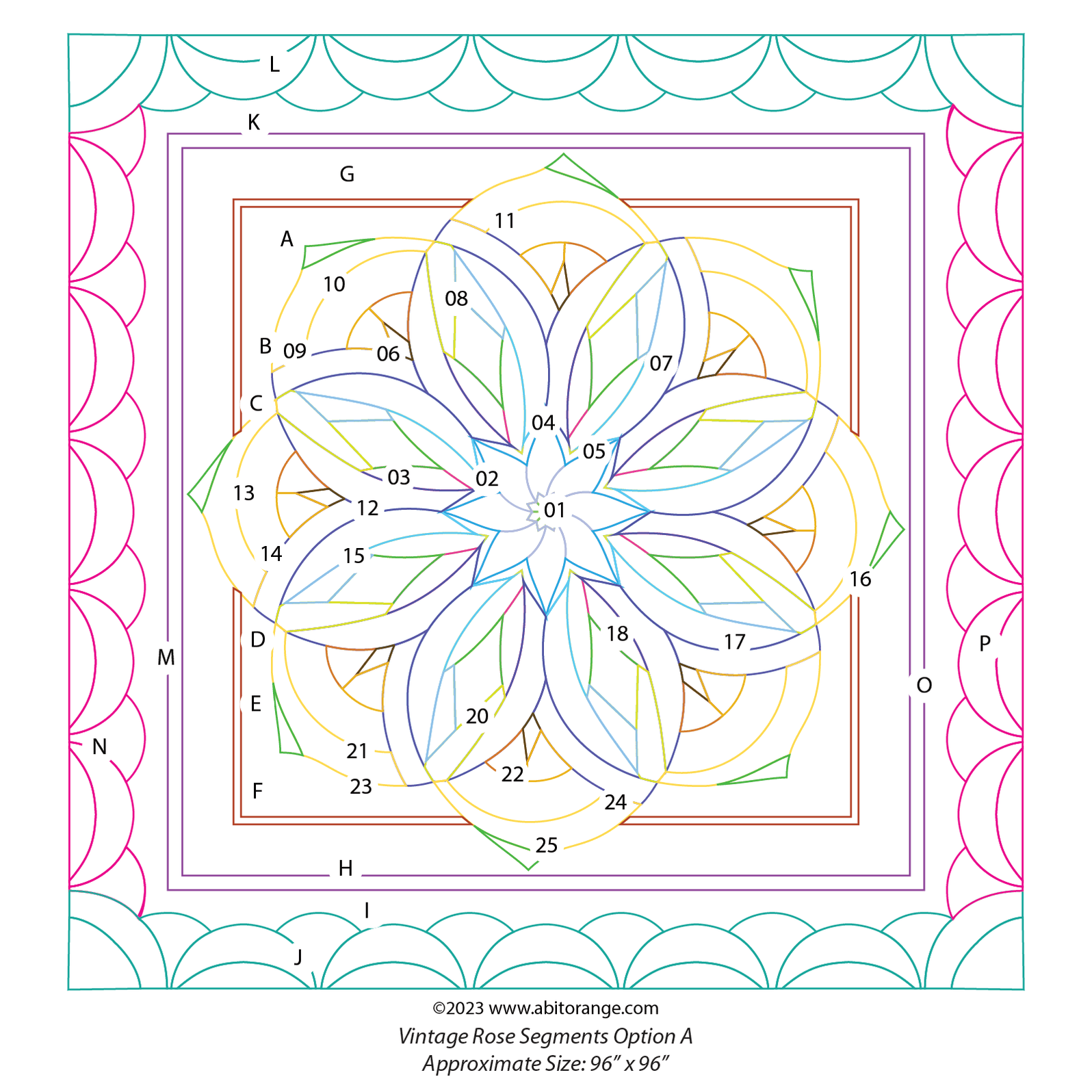 Vintage Rose B -Longarm computerized quilting designs for quiltworx ...