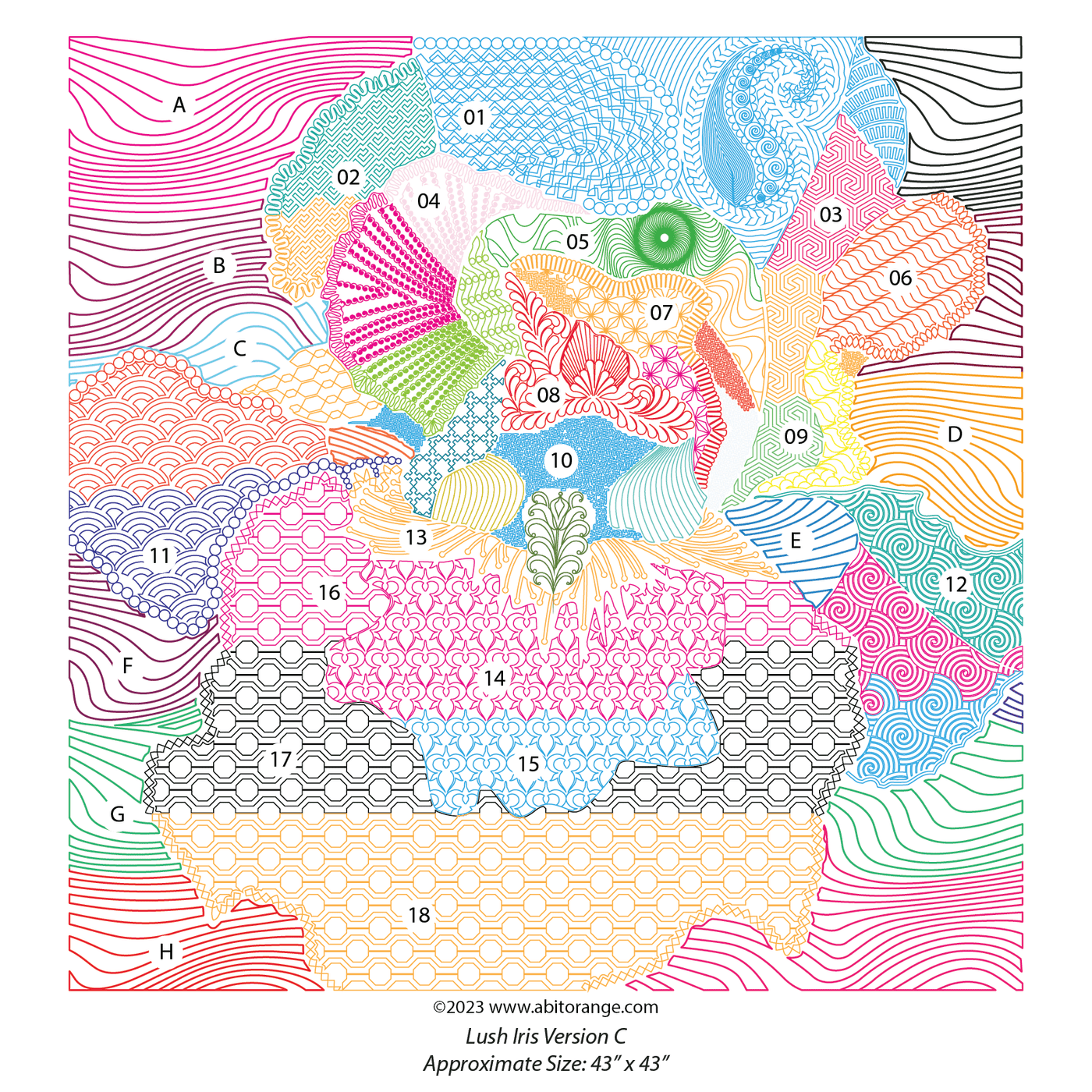 Lush Iris Longarm Digital Quilting Patterns set for Lush by Northcott ...