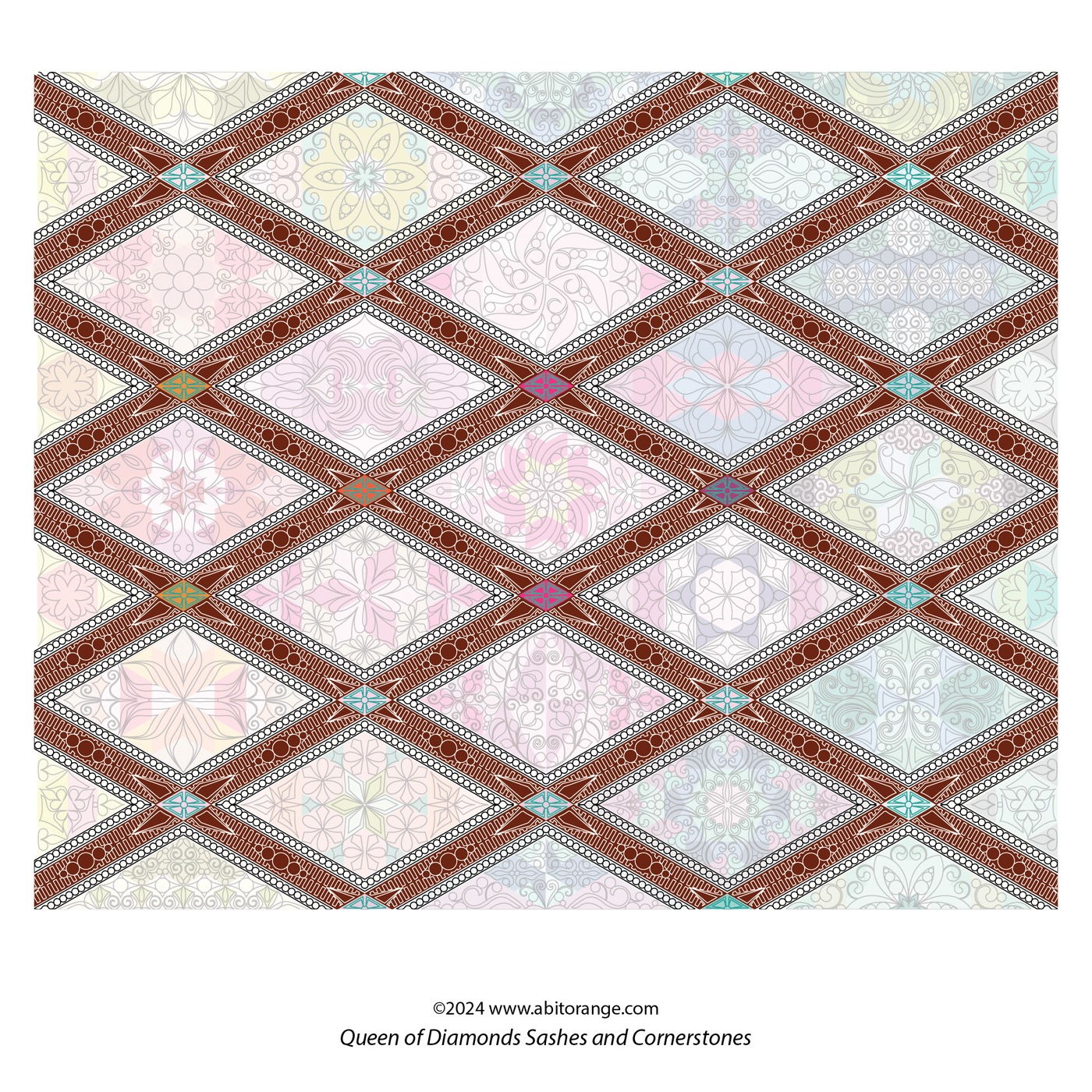 Queen of Diamonds digital quilting pattern for longarm computerized ...