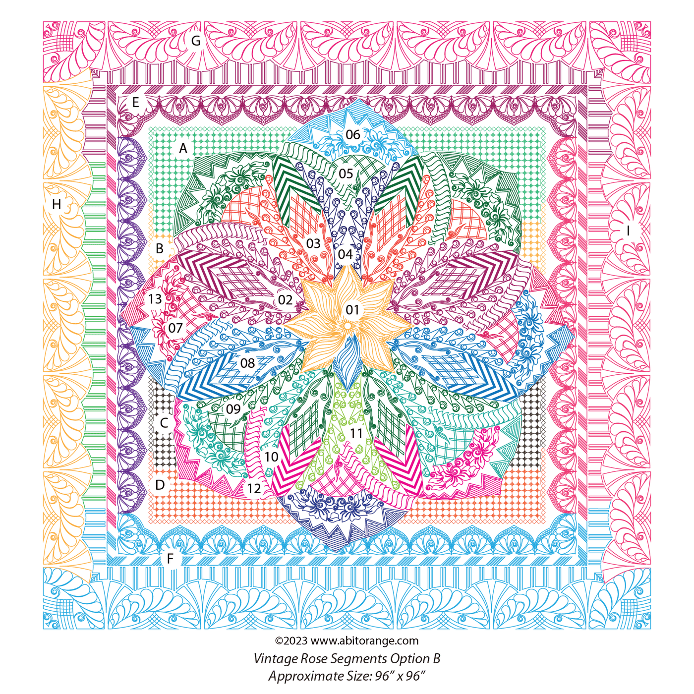 Vintage Rose B -Longarm computerized quilting designs for quiltworx ...