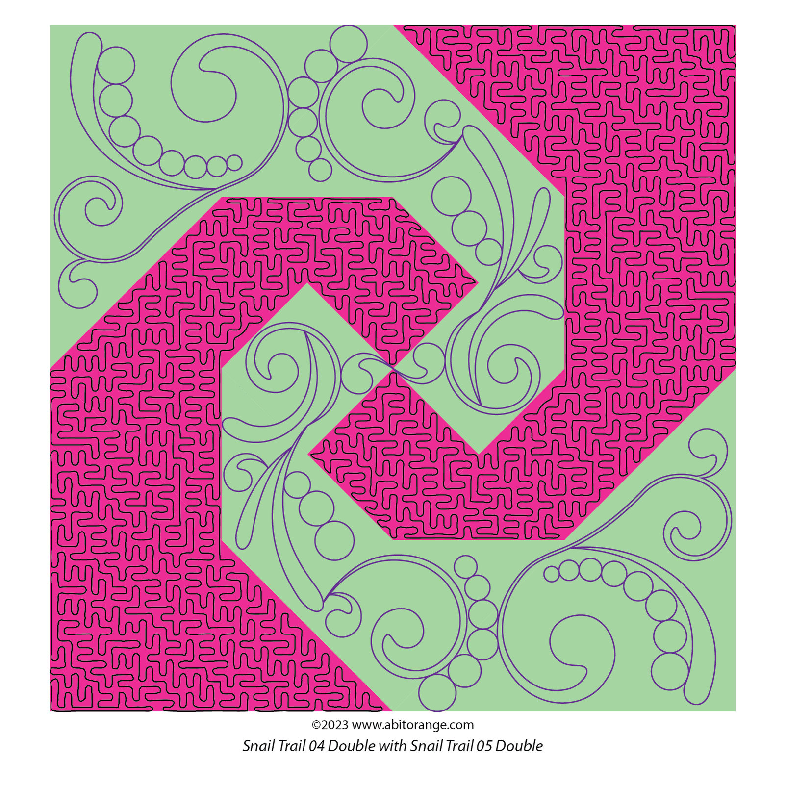 Snail Trail Block Quilt - Digital design for longarm machine quilting ...
