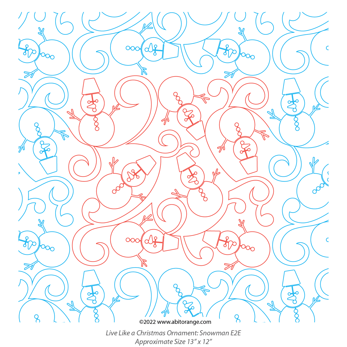 Christmas Ornament Snowman E2E Digital Quilting Design/Pattern — A Bit Orange