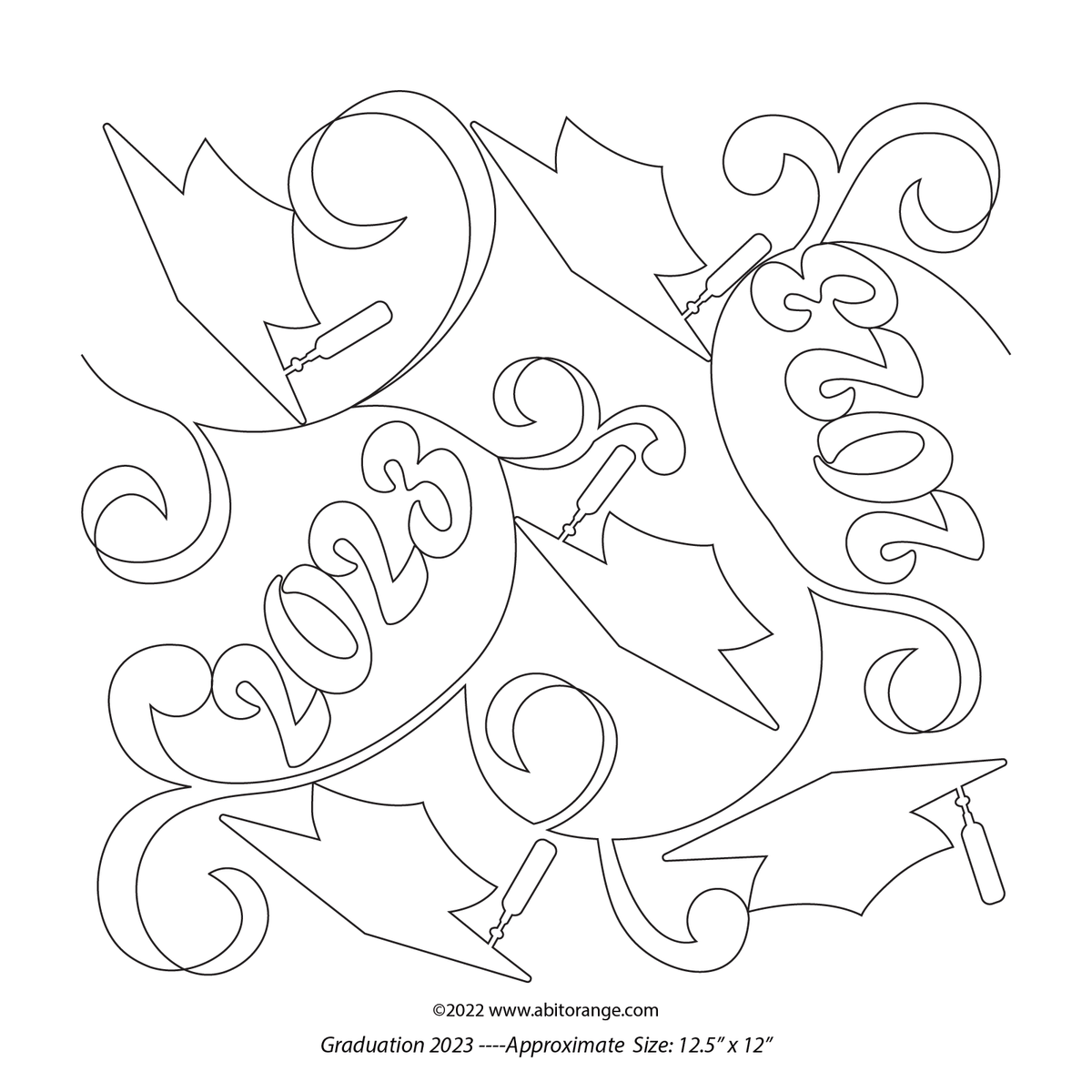 Graduation 2023 - E2E digital quilting design/pattern for longarm machines — A Bit Orange