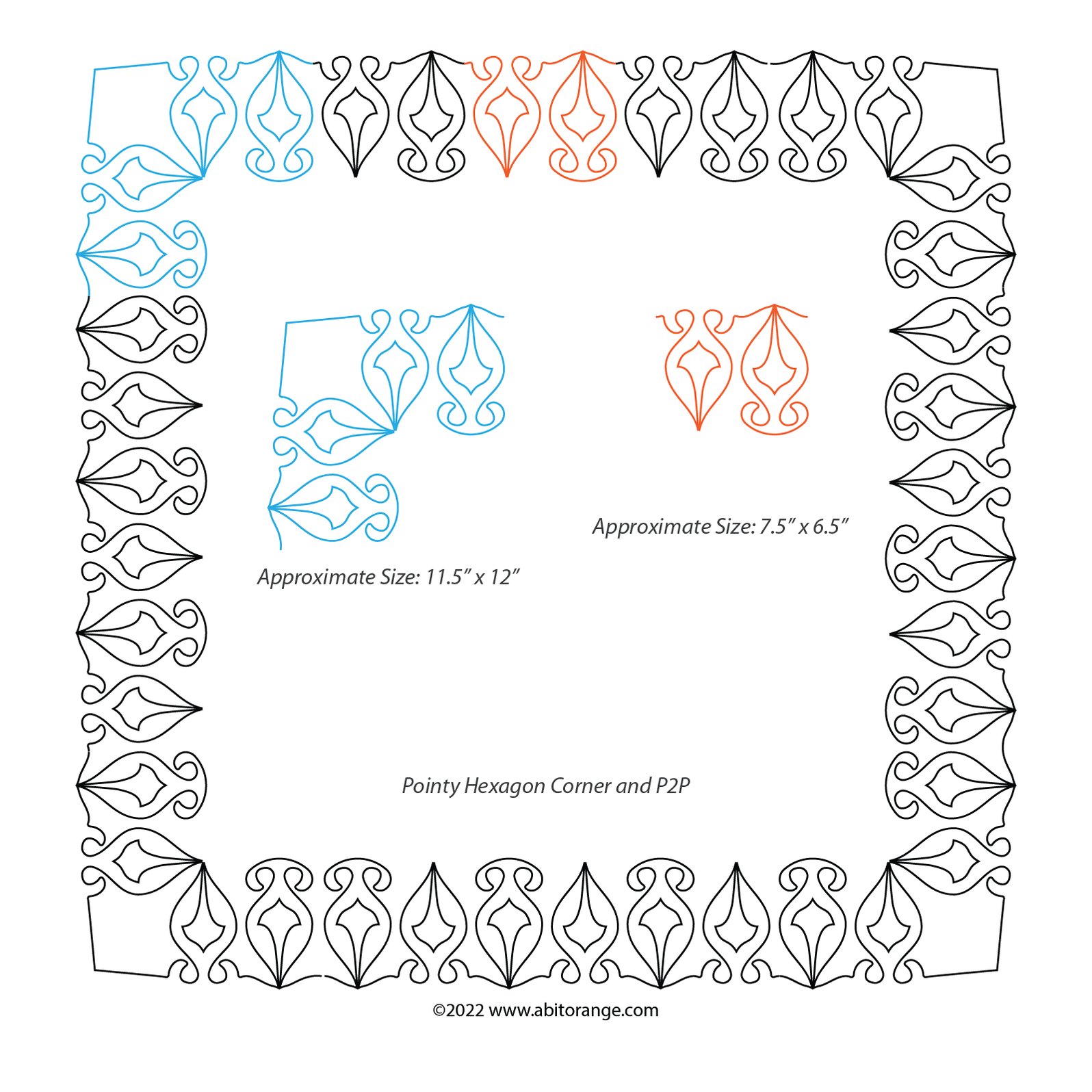 Pointy Hexagons Set - Hexagonal blocks, E2E and P2Ps digital quilting designs — A Bit Orange
