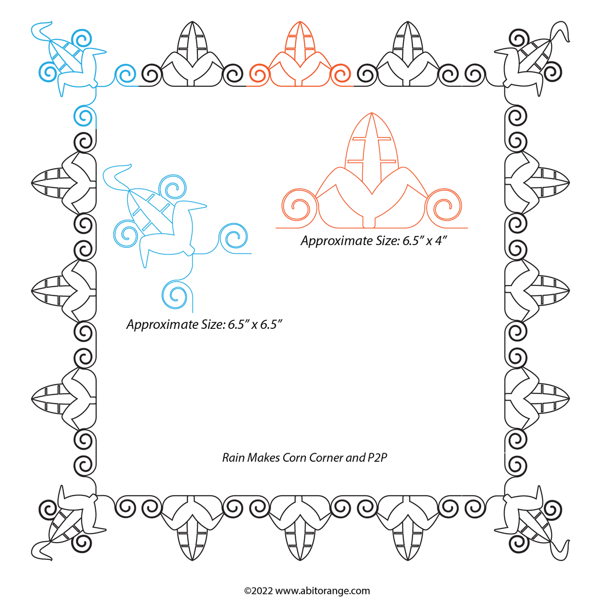 Rain Makes Corn P2P & Corner - E2E Maize/Corn digital quilting design — A Bit Orange