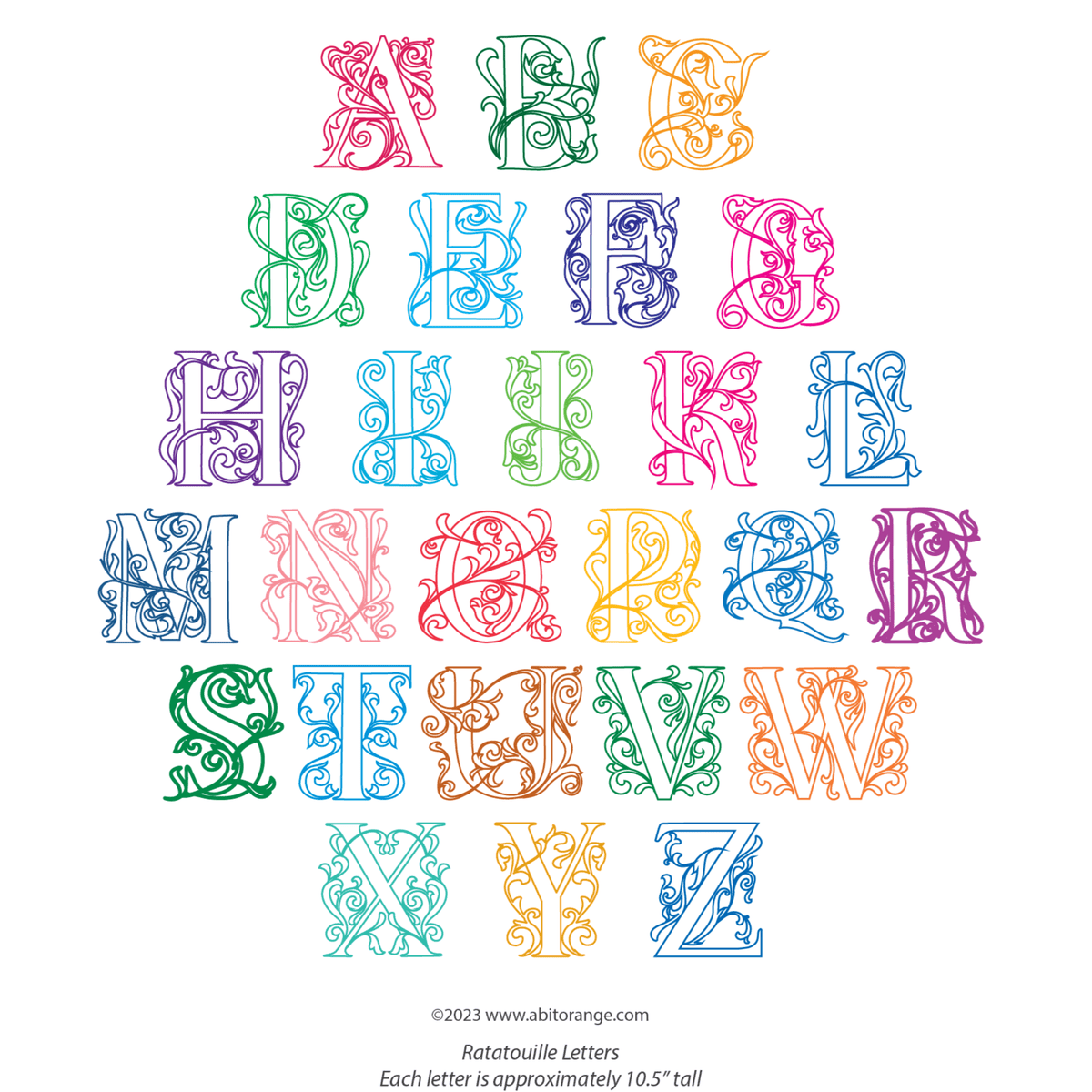 Ratatouille Letters - Alphabets digital quilting designs for longarm ...